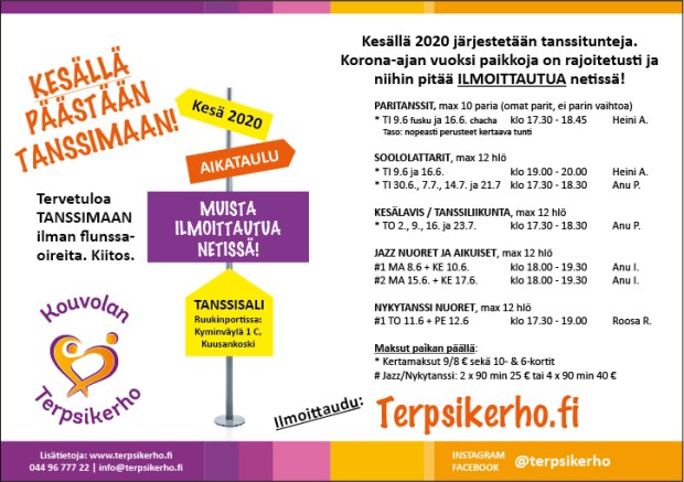 Kesän 2020 tanssitunnit – Tanssiseura Kouvolan Terpsikerho ry